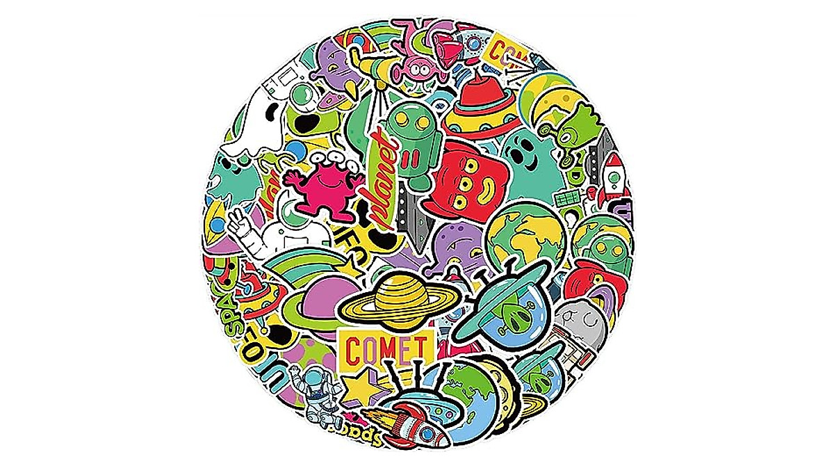 50Pcs Alien UFO Stickers - Fun Vinyl Decals for Kids
