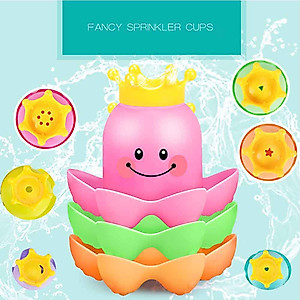 Little Bado Stacking Cups Bath Toys Six Cups Bathtime Toy STEM Educational Gift for Toddlers Girls Boys Christmas Toy Gift