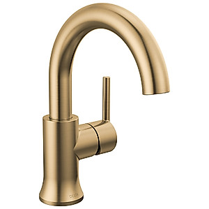 Delta Faucet Trinsic Single Hole Bathroom Faucet, Gold Bathroom Sink Faucet, Single Handle Bathroom Faucet, Diamond Seal Technology, Drain Assembly, Champagne Bronze 559HAR-CZ-DST