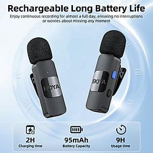 BOYA Wireless Lavalier Microphone for Android USB C Smartphone Tablet External Noise Canceling Mini Lapel Type C Microphone for iPhone 15 Clip-On Mic for Video Recording Podcast YouTube Live Streaming