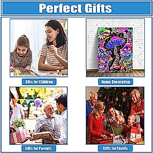 Suyaloo Mushroom Diamond Painting Kits for Adults,5D Full Drill Round Crystal Rhinestone Diamond Art Gem Painting,DIY Mandala Diamond Painting Animals for Home Wall Decor 11.7x15.8inch