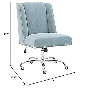 Clayton Aqua and Chrome Swivel Adjustable Height Office Chair By Linon