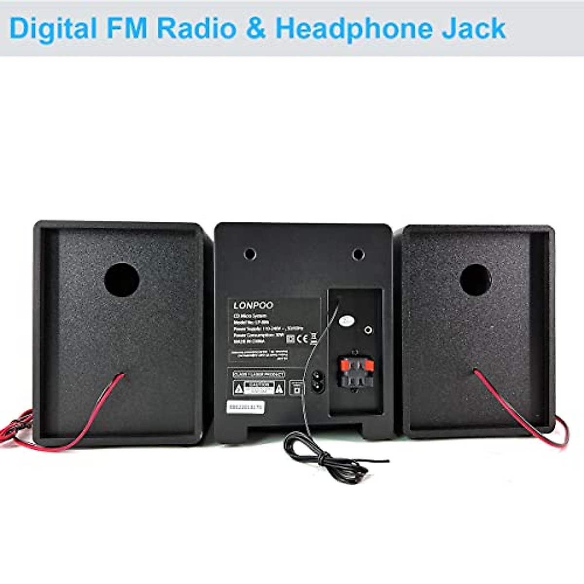 LONPOO Compact Top Loading CD Player Stereo Shelf System, Bluetooth CD Player Home Music System 30W, Digital FM Stereo Radio (NO AM) with Speakers, Headphone Jack丨AUX-IN丨USB Input丨Remote Control