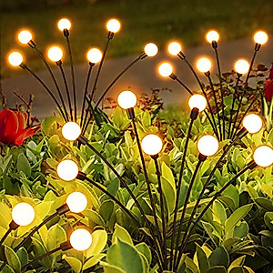 NEEMO Solar Garden Lights 4 Pack - Upgraded Brighter Firefly Lights Solar Outdoor with 8 LED, Swaying and Dancing, Solar Outdoor Lights, Pathway Lights Solar Powered for Yard Garden Patio (Warm white)