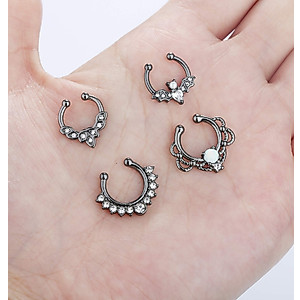 Drperfect Fake Septum Ring for Women Men Stainless Steel Fake Septum Piercing Jewelry Non-Pierced Clip On Nose Ring Hoop