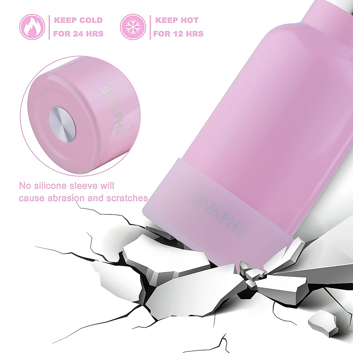 Kids Water Bottle with Straw Lids 12OZ Stainless Steel Small Drinking Bottle for School Little Girls Pink