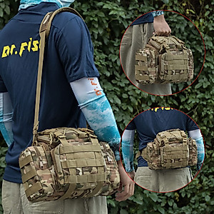 Dr.Fish Fishing Tackle Bag with 60 Fishing Lures Kit 5 Tackle Boxes and Tackles included Complete Freshwater Spinner Lures Set Bass Fishing Stocked Backpack Organizer Gear Equiment Tan Camo