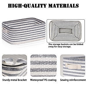 PFFVRP Small Storage Basket 6-Pack, Fabric Storage Bins for Closet, Storage Baskets for Shelves Organizing, Folable Baskets for organizing Clothes, Toys, Books, Gifts (Grey)