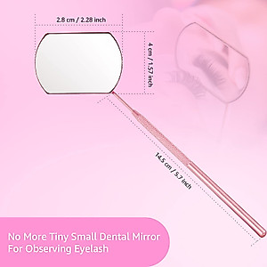 Embagol Lash Mirror Extra Large Makeup Mirror for Eyelash Extensions Detachable Stainless Steel Square Round Lash Extension Accessories(Pink)