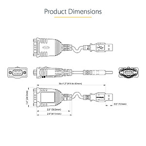 StarTech.com 3ft (1m) USB to Serial Cable, DB9 Male RS232 to USB Converter, Prolific IC, USB to Serial Adapter for PLC/Printer/Scanner/Switch, USB to COM Port Adapter, Windows/Mac (1P3FP-USB-SERIAL)