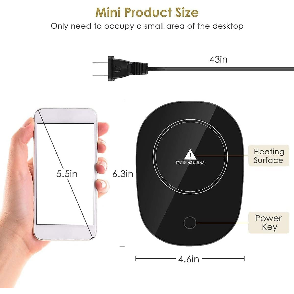 Coffee Mug Warmer, Smart Cup Warmer for Desk with Auto Shut Off, Electric Beverage Warmer, Candle Wax Cup Warmer Heating Plate for Women Valentine's Day Gifts Tea, Water, Cocoa