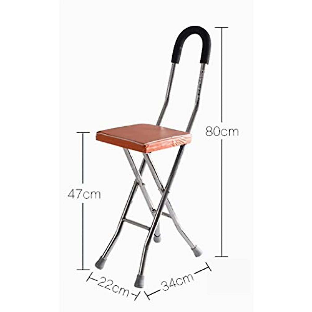 Cane Seat Folding Crutch Stool Folding Travel Cane Walking Stick Seat Camp Stool Chair Hiking Stick Cane Deluxe Massage Crutches Seat Stainless Steel Walking Stick Travel Aid for Elder Gift Practical