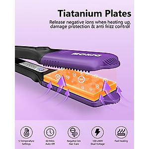 DSHOW Hair Crimper for Women with 4 Interchangeable Plates, Crimper Hair Iron Volumizing Flufft Hairstyle Crimping Iron for Hair with 5 Heat Settings & 60 Min Auto Off