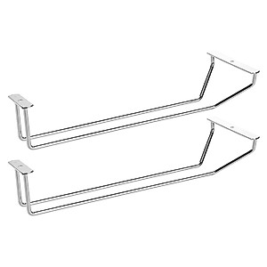 DOITOOL Stainless Shelf Wire Hanging Wine Glass Rack: 2pcs Under Cabinet Wine Glasses Holder Stemware Storage Hanger Organizer for Kitchen Cabinet Bar Metal Clothing Rack