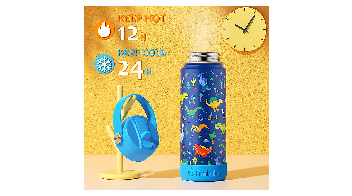 Fimibuke Kids Insulated Water Bottle 18oz - Durable Stainless Steel ...