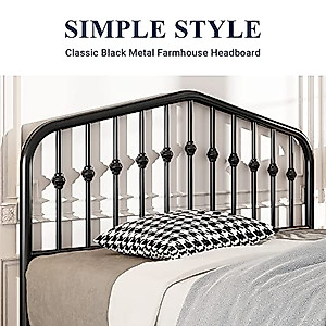 Allewie Queen Size Platform Metal Bed Frame with Chic Headboard and Footboard, Modern Design with Storage Space, Easy Assembly, Black