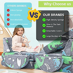Domigard Modular Kids Play Couch, Toddler Couch Kids Sofa,Bedroom and Playroom Furniture,Convertible Sofa to Lounger Glow in The Dark Kids Sofa Bed Gifts for Kids Girl Boys,Star