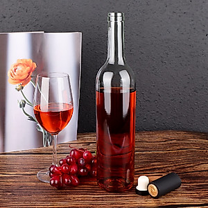 GUANENA 8 Pack 750ml Clear Glass Bottles with Cork Lids and PVC Shrink Capsules, Empty Home Brewing Wine Bottles with Funnel for Sparkling Wine, Juice, Kombucha, Beverages