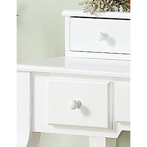 Roundhill Furniture Ashley Wood Make-Up Vanity Table and Stool Set, White