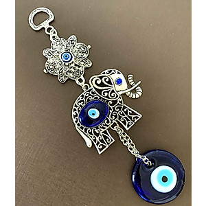 Retro Design Turkish Blue Evil Eye with Lucky Elephant Amulet Home Office Hanging Ornament Blessing Gift -CL08