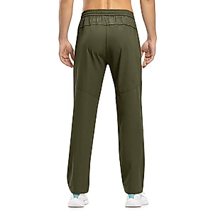 TBMPOY Men's Travel Hiking Pants Lightweight Athletic Wind Athletic Pant Windbreaker Fishing Active Jogger Green XL