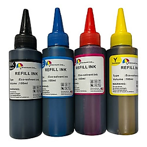 Inkpro Compatible Ink Bottle Replacement Water Based eco Solvent Ink wf7820 wf7840 wf7710 wf7720 et 15000 400ml, Black Cyan Magenta Yellow, Regular