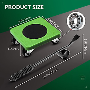 Furniture Mover Dolly with Lifter, 4 Wheel Furniture Dolly 800 LB Load Capacity, 360° Rotation Wheels Moving Dolly,Furniture Lifters for Heavy Furniture,Moving System Roller Set.（Green）