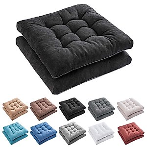 FABRICASTLE Outdoor Chair Cushions Patio Cushion Premium Comfortable Thick Fill Tufted 19" x 19" Floor Wicker Seat Pads, 2 Count (Black, 2)