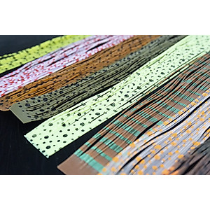 20Pc 10Colours Fishing Jig Lures Mixed Colors DIY Silicone Whole Sheet Skirts for Jig Lures Regular Skirt Colours with Fly Tying Material Free Rubber Band CMB10#