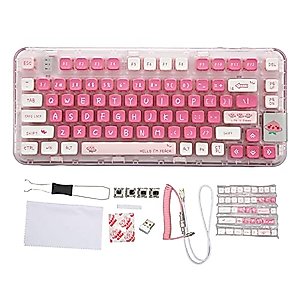 Acogedor RGB Backlit Hot Swappable Pink Mechanical Gaming Keyboard, Triple Mode 2.4G Wireless, Bluetooth, Type C Wired, with 3750mAh Lithium Ion Battery