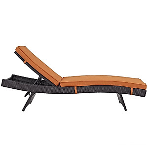 Modway Convene Wicker Rattan Outdoor Patio Chaise Lounge Chair in Espresso Orange