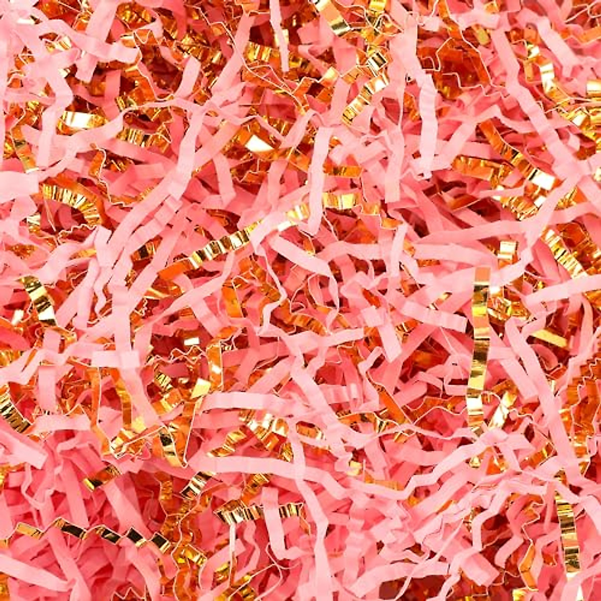 TCAIRG - 2 LB - Gold & Pink - Mixed Color Shred Filler Crinkle Cut Paper for luxury Gift Box Filler Gift Basket Stuffing Shipping Packaging Craft Party Favor Bags (Gold & Pink)