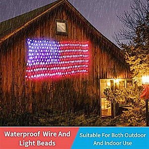 American Flag Lights Outdoor Solar Powered,420 Super Bright LEDs,6.5ft x 3.28ft,Memorial Day Decorations of The United States for Independence/National/Memorial Day,July 4th,Christmas Decoration