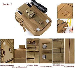 Multi-Purpose EDC Vape Pouch Bag, Vape Case,Tactical Bag Pouch, Military Nylon Utility Tactical Waist Pack Camping Hiking Pouch (Khaki)