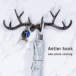 RENXI Cast Iron sea Anchor Hook Decoration Hanging Hook bar Cafe Wall Decoration Wall Hanging(Antlers Shape)