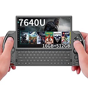 GPD Win 4 [AMD Ryzen 5 7640U] 6 Inches Mini Handheld Win 11 PC Game Console Gameplayer 1920X1080 TouchScreen Laptop Tablet PC (Black, 16GB+512B)