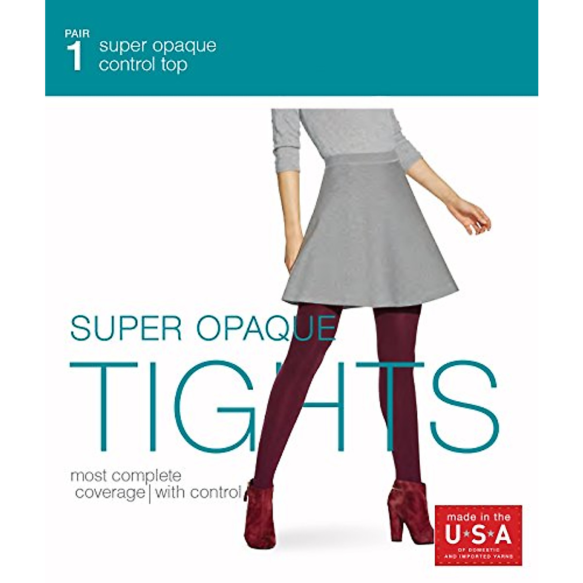 No nonsense Women's Super Opaque Control-Top Tights, Black, Large
