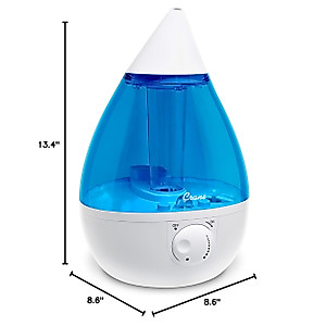 Crane Ultrasonic Humidifiers for Bedroom and Office, 1 Gallon Cool Mist Air Humidifier for Large Room and Home, Humidifier Filters Optional, Blue and White