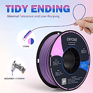 ERYONE 3D Printer Filament, PLA Filament Matte Dual Color Filament, Coextrusion Filament 1.75 +/- 0.03mm, 1kg/ Spool(2.2lbs), Matte Blue&Purple
