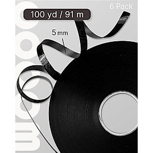 PartyWoo Black Ribbon, 600 Yards Curling Ribbon for Balloons, Iridescent Crimped Ribbon, Shiny Curling Ribbon for Craft, Ribbon for Gift Wrapping, Wedding, Florist Flower (6 Rolls, 100 Yards/Roll)