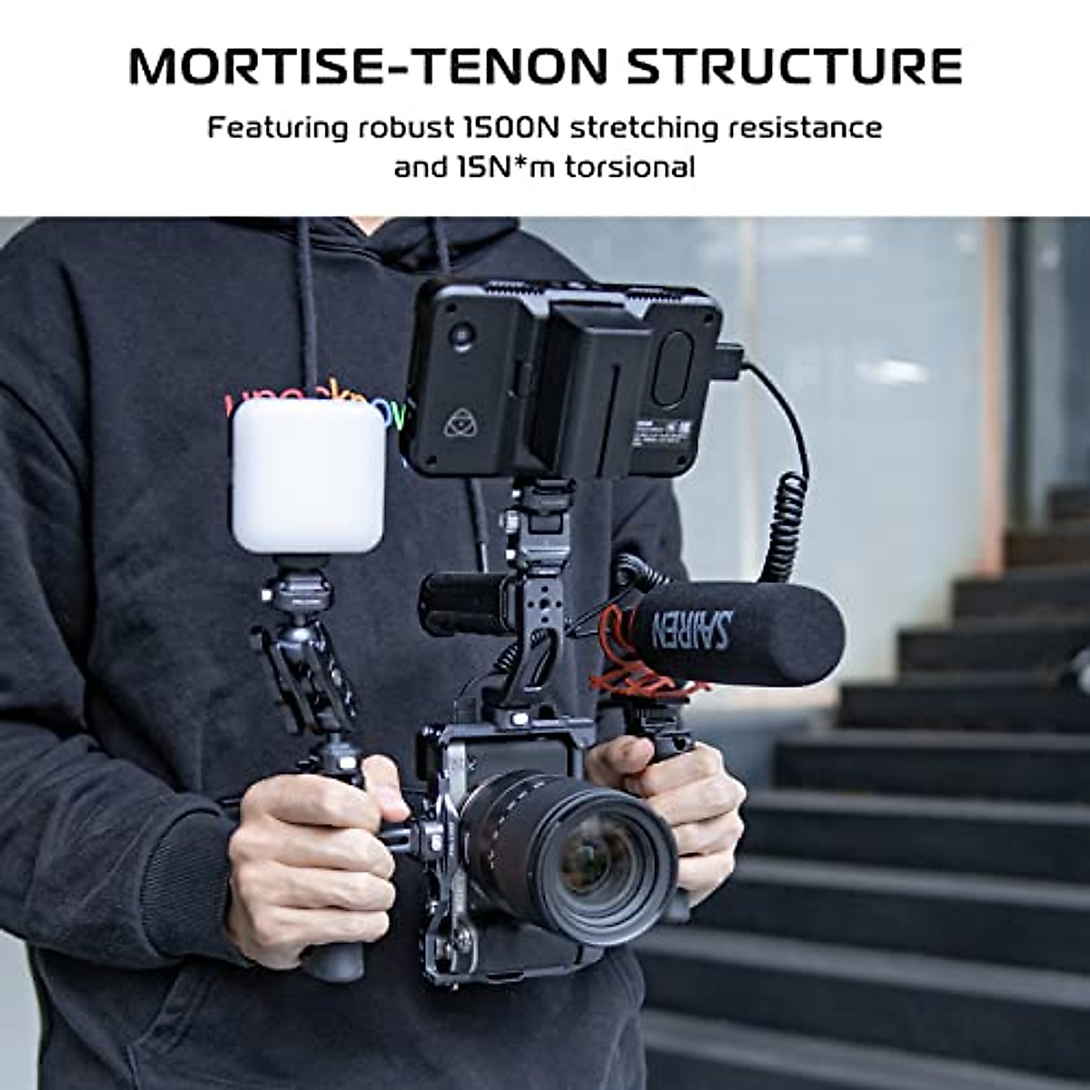 FALCAM F22 Dual Quick Release Field Monitor Mount Holder, Camera Monitor Mounting Adapter with Double 360° Rotation Ballheads, Aluminum Camera Accessory Kit with 1/4" Screws, Fits for 5" & 7" Monitor