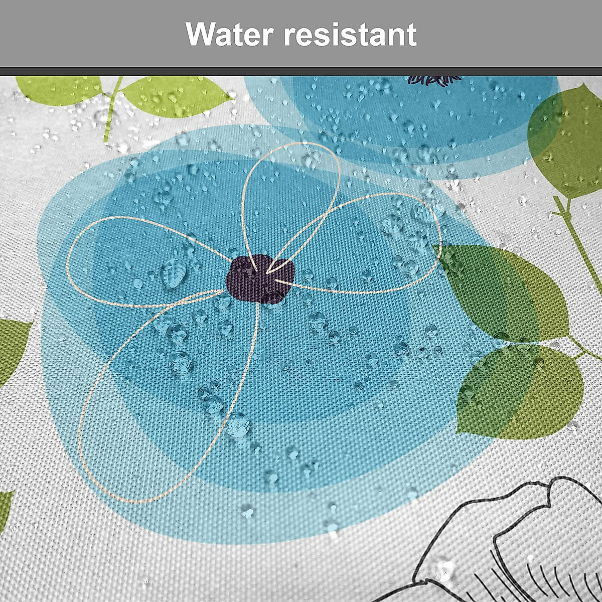 Lunarable Pale Blue Chair Seating Cushion Set of 6, Blue Poppies Butterfly Branches Leaves Botany Garden Nature Concept, Anti-Slip Seat Padding for Kitchen & Patio, 16"x16", Pale Blue Green White