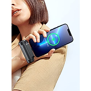 Abnoys Portable-Charger-Power-Bank - 8000mAh Mini Power Bank Ultra Compact Portable Phone Charger Battery Pack Compatible with iPhone Comes with a Type-C Conversion Interface (Black)