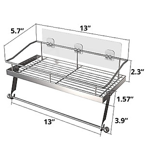 GeekDigg Paper Towel Holder with Shelf, Adhesive Wall Mount Paper Towel Holder for Kitchen & Bathroom, Stainless Steel, Durable Metal Wire, No Drilling