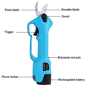 Electric Pruning Shears, 1 Inch Cordless Pruner, 25mm Power Pruner, 2 x 2Ah Lithium Batteries, Battery-Powered Pruning Shears for Tree Branch, 6-8 Working Hours