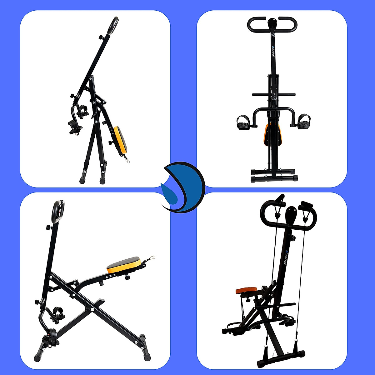 DARCON Squat Machine Exercise Equipment - Squat Ab Rowing Machine for Abs - Home Workout Equipment for Women-Men, Power Rider Row Squat for Glutes, Legs and Full Body Workouts (Black)