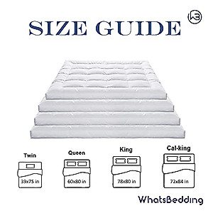 WhatsBedding 5 Inch Goose Down and Feather Bed, Luxury Extra Thick Mattress Topper California King Size, Hotel Collection 1900 GSM Overfilled Pillow Top, Hand Made 1200TC Cotton Fabric, 72x84 Inch