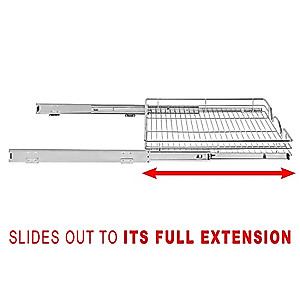 Hold N' Storage Pull Out Cabinet Drawer Organizer, Heavy Duty-with 5 Year Limited Warranty- Slide Out Shelves, -17”W x 21”D - Requires at Least a 18-1/4” Cabinet Opening, Steel Metal, Chrome Finish