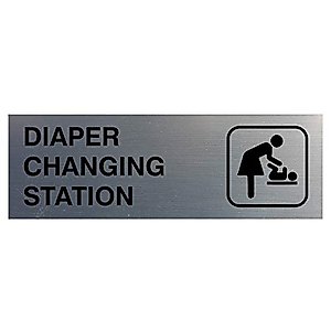 Signs ByLITA Basic Diaper Changing Station Sign (Brushed Silver) - Small