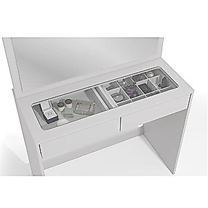 Boahaus Suri Modern Vanity Table, White Finish, Light Bulbs, for Bedroom